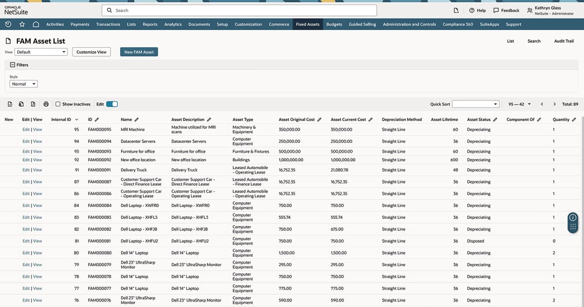 NetSuite Fixed Assets Management Software