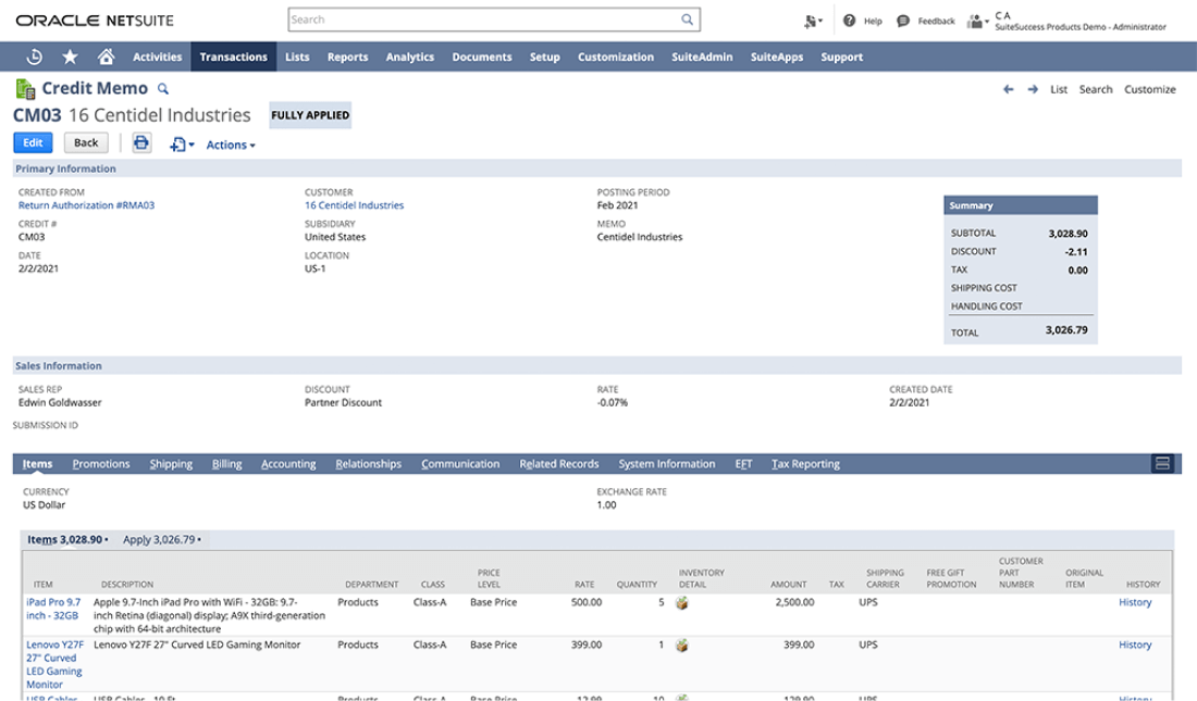 NetSuite Returns Management